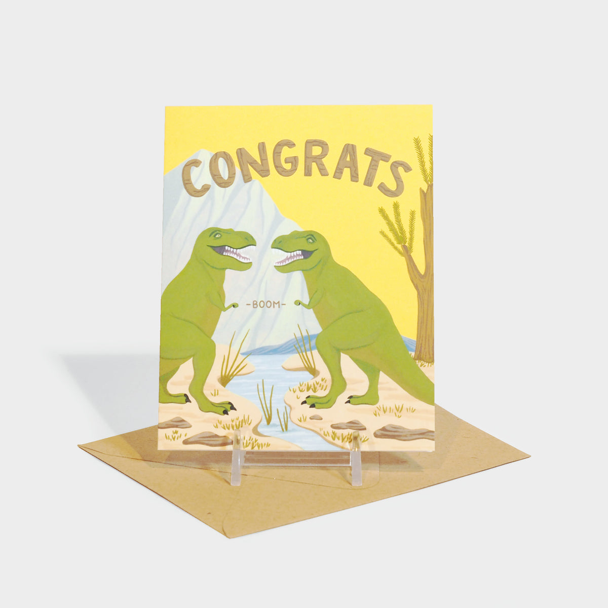 T-Rex Dinosaur Fist Bump Congratulations Card – The Library Store
